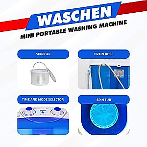 DENSORS Portable Single Tub Washer - The Laundry Alternative - Washing Capacity Less Than 1.2Kg - Portable Clothes Washer For Small Clothes Like Socks, Undergarments Etc - Travel Washing Machine