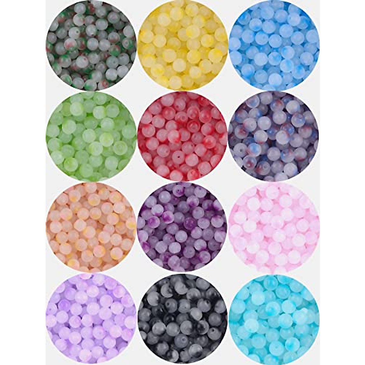 Glass Beads Kit for Jewelry Making Bracelet Charms Set Bulk Crafts 480pcs 8mm Round 12colors with Accessories, Chakra Bead DIY Beading Necklace Adults Beginners (Glass Jade)