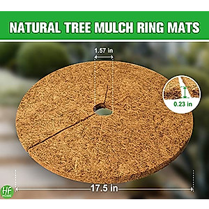 HFHOME 8pcs 17.5" Dia Coconut Fibers Tree Mulch Ring Protector Mat, 17.5 Inch Natural Coco Coir Tree Protection Mats, Tree Disc Plant Cover for Indoor Outdoor Lawn, Potted Plants