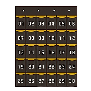 Numbered Hanging Pocket Chart, Classroom Mobile Phone Bag Digital Pocket, Wall Door Hanging Organizer for Teacher Student Hanging Cards Cell Phones Sundries (Fuchsia, 30 Pockets)