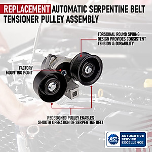 Automatic Serpentine Belt Tensioner Pulley Assembly - Replaces BT50, BT-50 - Compatible with Ford Vehicles - 1997-2003 - E-350 Club Wagon, Econoline, Excursion, F-250 Super Duty - 7.3L V8 Diesel