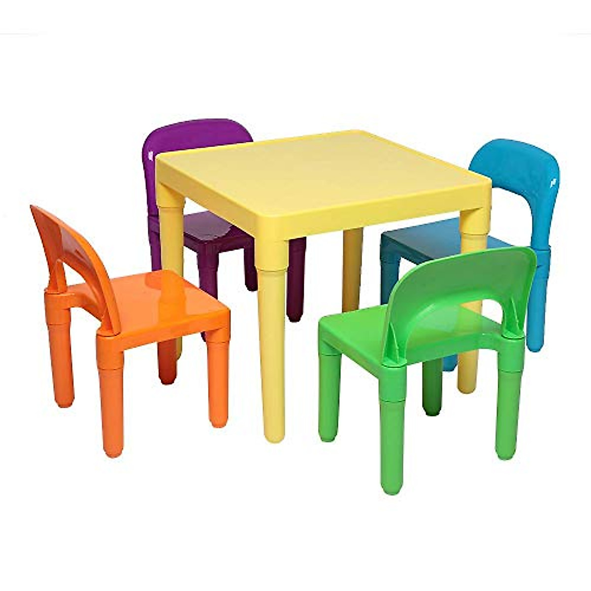 FRITHJILL Kids Plastic Table and Chair Set,Art Play-Room Little Kid Children Furniture Accessories(4 Childrens Seats with 1 Tables Sets),Fit for 3-8 Years Old