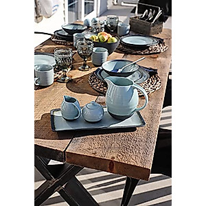 Euro Ceramica Diana 9" Serving Bowl, 8.94 x 8.66 x 4.72, Mint Green/Graphic Grey