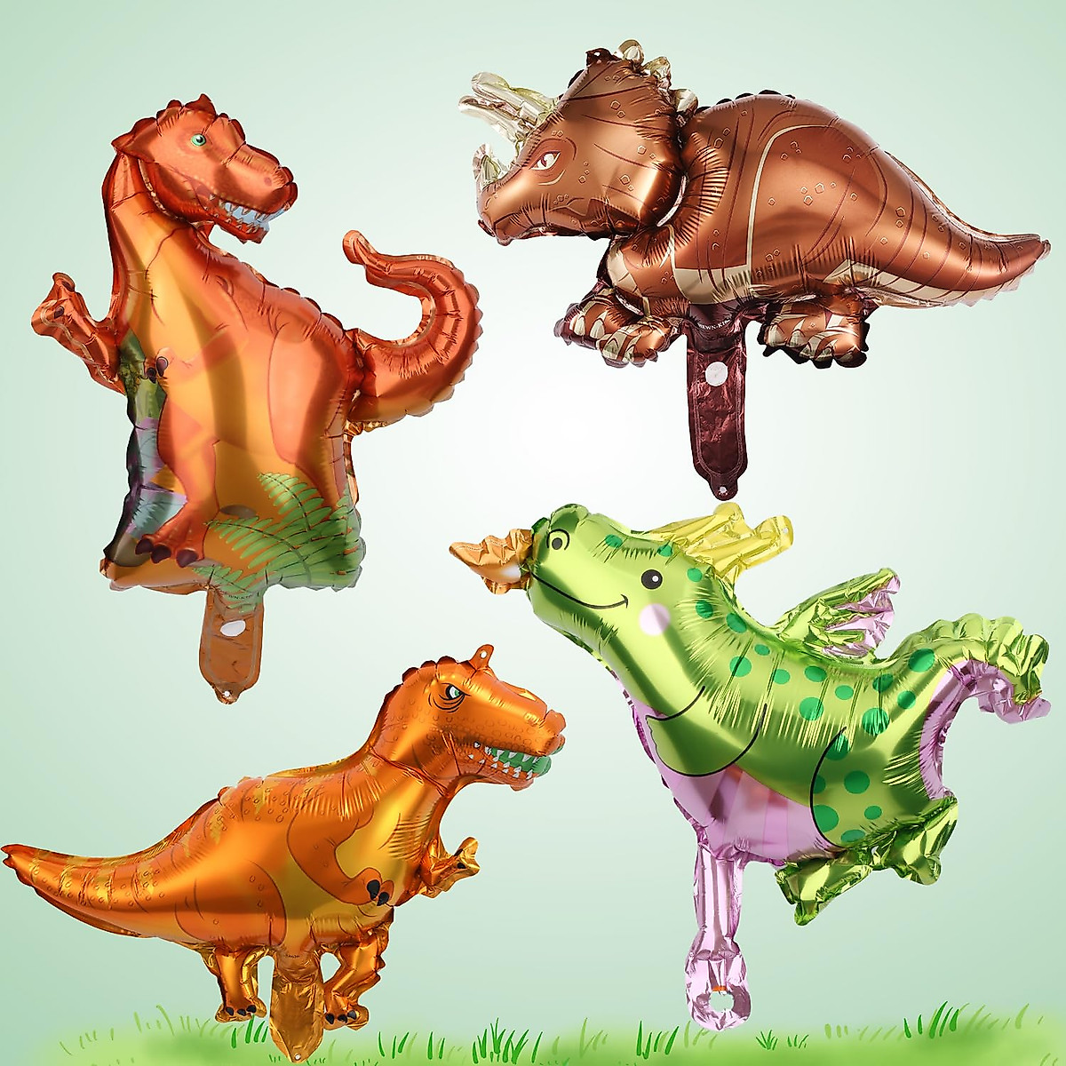 Dinosaur Balloon Set, 40 Inch Large Aluminum Foil Number Balloon with 4 Styles Cute Dinosaur Balloon Green Dinosaur Balloons for Birthday Party, Anniversary Theme Party Decoration (Number 2)