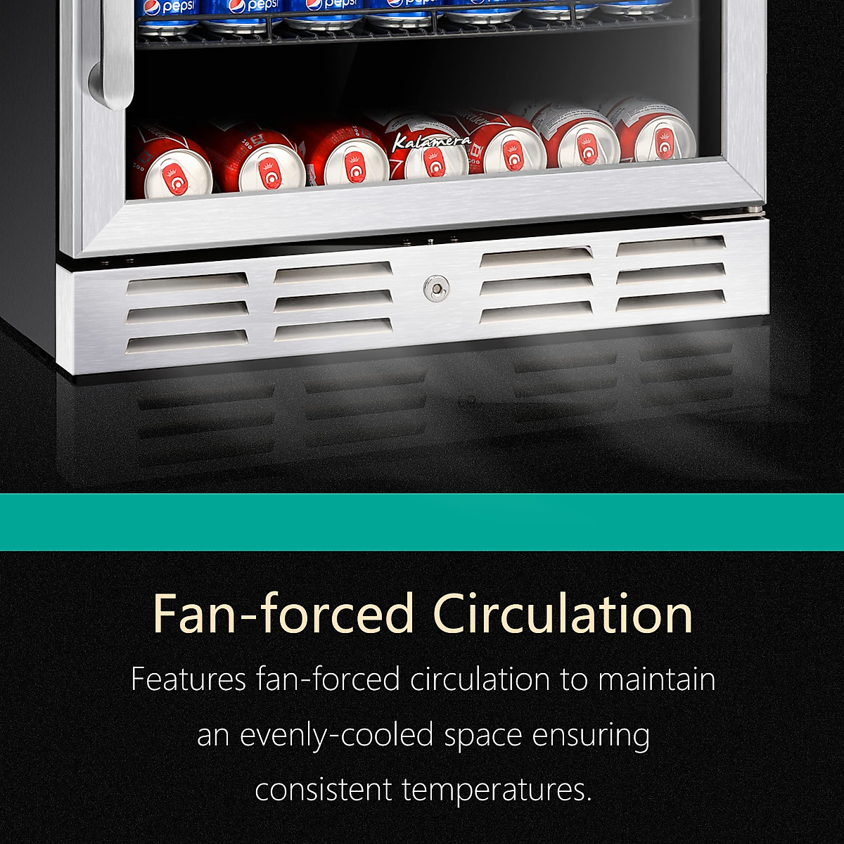 Kalamera Mini Fridge 24” Beverage and Wine Cooler Built-in or Freestanding - 120 Cans & 16 Bottles Capacity Wine Refrigerator Cooler- For Kitchen, Office or Bar with White Interior Light