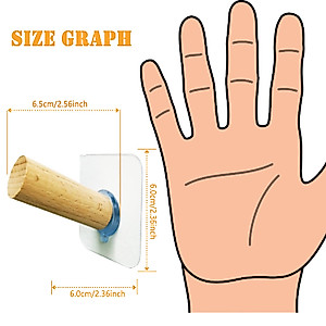 Self Adhesive Hat Hooks for Wall 12 Pieces Solid Wood, Cowboy Hat Hangers for Wall Hat Hook Natural Hat Pegs Hat Hanger for Wall Entryway,Bathroom,Door,Stair-Side,Wardrobe,Closet (Wulnut -12P)