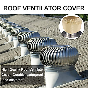 HERSENT Turbine Roof Vent Cover, Heavy Duty Turbine Ventilator Protector Shield, Waterproof 1680D Oxford Fabric, Adjustable Drawstring Design, Year Around Protection for Your Roof Vent (S: 12"x17.5")