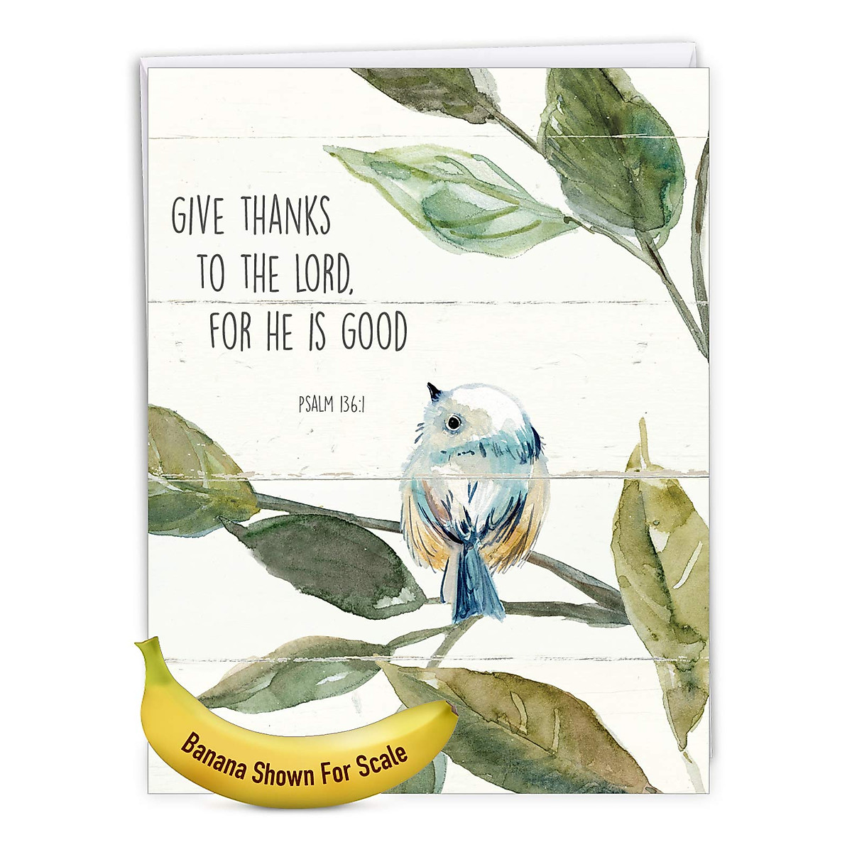 The Best Card Company - 1 Beautiful Thank You Card (8.5 x 11 Inch) - Pretty Flowers, Floral Gratitude Stationery Notecard with Envelope - Scripture Birds J7108ETYG