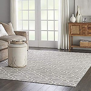 Nourison Jubilant Contemporary Grey 7'10" x 9'10" Area -Rug, Easy -Cleaning, Non Shedding, Bed Room, Living Room, Dining Room, Kitchen (8x10)