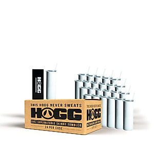 Hogg Sublimation Tumblers 20 oz (24 Units), 20oz Sublimation Tumbler Blank, Bulk Tumbler Sublimation Cups, 20 oz Skinny Tumbler for Sublimation, Blank Cups, 20 ounce Sublimation Tumblers