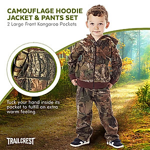 TrailCrest by Treel Infant-Toddler Cotton Full Zip Hoodie Sweatshirt Jacket & Pants Set Tracksuit, 5T, Camo