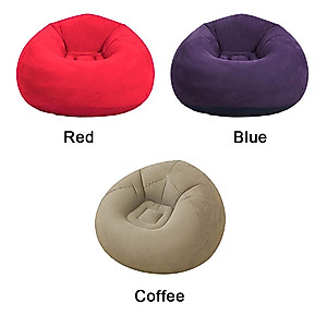 DENPETEC Bean Bag Chair Sofa Lounger Flocking PVC Lazy Inflatable Sofa Couch for Adults Home Dorm Room Living Room Comfortable Bean Bag Chair Foldable (Inflator not included)