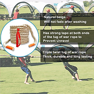 25Ft Tug of War Rope for Field Day, Natural Cotton Tug of War Rope for Kids and Adults Tug of War Rope for Family Reunion, Party Games, Summer Campe, Camping Games, Outdoor Games, Team Building