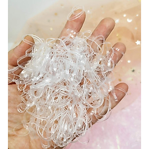 Clear Mini Elastic Rubber Hair Bands，BEBEEPOO 2500pcs Soft Elastics Ties Bands 2mm in Width and 30mm in Length - STRONG - REUSEABLE