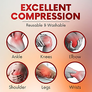 HEALQU Premium Elastic Bandage - Self-Closure Compression Wrap for Legs, Knees, Ankles, Wrists, Elbows, Shoulders - 4 Inch by 5 Yards, Box of 4 Rolls Athletic Stretchable Bandage Wrap