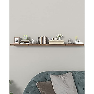 Hzuaneri 15" Floating Shelves - Set of 4 Bathroom Shelf, Retro Wall Shelf, Wall Mounted Hanging Shelf with Invisible Brackets, for Living Room Decor, Bathroom, Bedroom, Kitchen, Rustic Brown