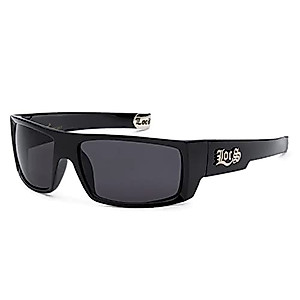 Locs Men's Original All Black Hardcore Sharp Square OG Sunglasses, Wrap