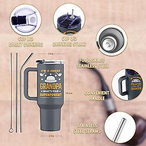 Uibunoo Gifts for Grandpa, 40 Oz My Favorite People Call Me Grandfather Tumbler with Handle & Straw, Pop Pop Mug for Birthday, Presents for Grandpa, Gifts for Grandfather