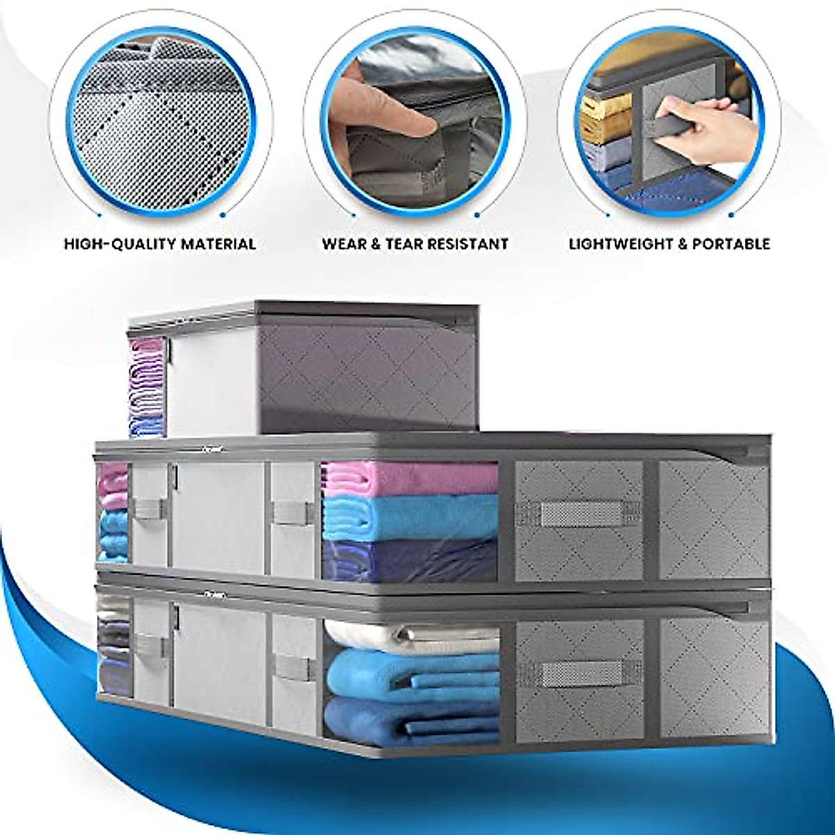 Everlasting Comfort Under Bed Storage Bags - Store 45% More With 172.5L of Bins - Collapse & Fold