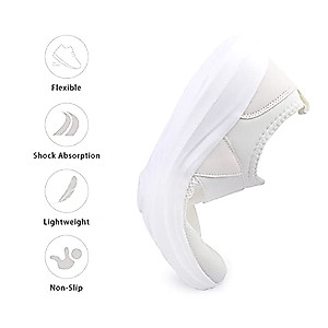 BENEKER Women's Athletic Walking Shoes Slip-on Fashion Sneakers Breathable Mesh Sock Loafer Shoes Lightweight Sports Running Sneakers (Off-White 07)