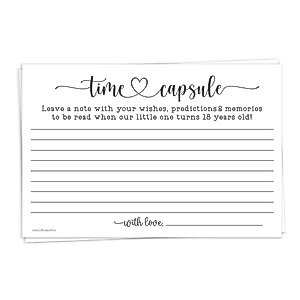 m&h invites Time Capsule Cards 1st Birthday or Baby Shower (50 Count) Game Activity - Heart Script Design