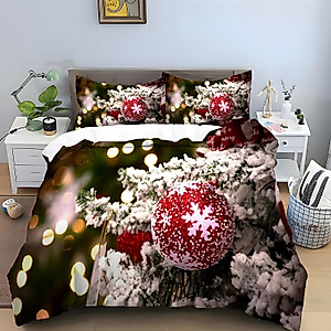 HRBK Green Cal King Duvet Cover - Christmas Pattern Bedding Set Super Soft Comforter Cover + 2 Pillowcases 20"x36", 110gsm Microfiber Comfortable Duvet Covers 3 Piece with Zipper