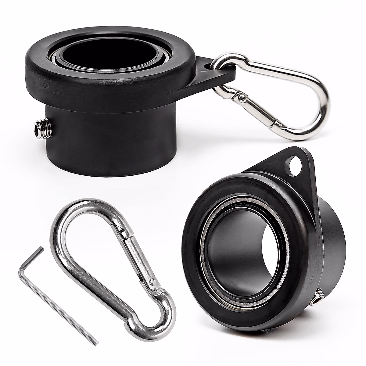 HIBLE 1 Inch Black Flag Pole Ring with Built-in Bearings, Spinning Aluminum Alloy Flagpole Rings, 360 Degree Rotating Tangle Free Flag Pole Spinners (Fit 0.75-1 Inch Pole)