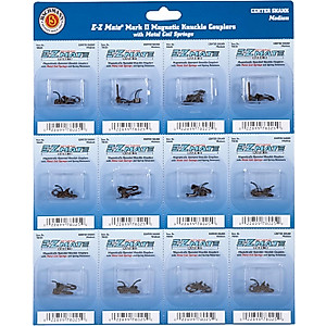 Bachmann Trains - E-Z MATE MARK II COUPLERS - MAGNETIC KNUCKLE COUPLERS with METAL COIL SPRING - CENTER SHANK - MEDIUM (12 pair/card) - HO Scale