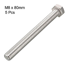uxcell M8x80mm Hex Bolts 304 Stainless Steel Hexagon Screw Bolt 5 Pcs