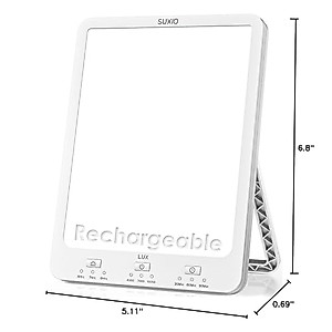 SUXIO Light Therapy Lamps Rechargeable, 10000 Lux Sunlight Lamp, Therapy Light with Wake-Up Function, Daylight Lamp with Memory Function, Happy Lamp Use As Lift-Mood, Light Therapy Box for Home/Office