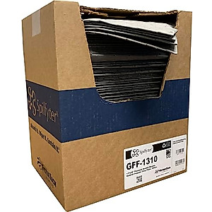 Evolution Sorbent Products XMBGPF1310 Spilfyter Polypropylene Extra Heavy Absorbent Pad, 12 Gal Capacity, 13" Length, 10" Width, Gray, Pack of 100