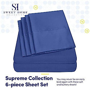 King Size Bed Sheets - 6 Piece 1500 Supreme Collection Fine Brushed Microfiber Deep Pocket King Sheet Set Bedding - 2 Extra Pillow Cases, Great Value, King, Royal Blue
