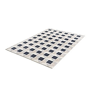 Abani Modern Print Cream & Black 4’ x 6’ Area Rug Rugs - Square Grid Pattern Contemporary No-Shed Bedroom Rug