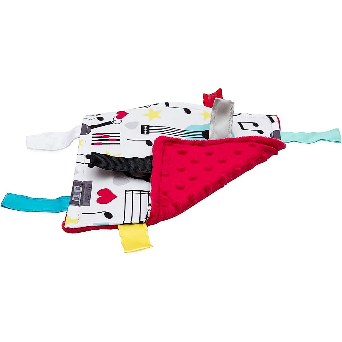 Baby Jack & Co 8x8” Music Lovey Tag Toys for Babies - Baby Crinkle Toys - Crinkle Toys for Baby - Soft & Safe - Learn Shapes & Colors - Ideal Baby Toy - BPA Free w/Stroller Clip