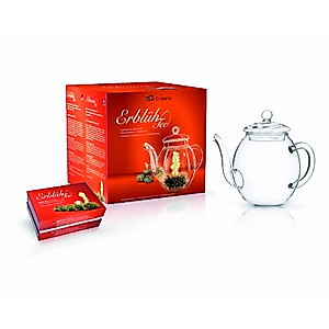 Creano Flowering Tea Gift Set - White Tea – 6 Blooming Tea with 17oz Glass Teapot