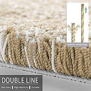 Yimobra Bathroom Rugs, Extra Soft Comfortable Bath Rugs, Non-Slip, Water Absorbent and Thick Bathroom Floor Mat, Machine Washine, Shaggy Rugs for Shower Bathtubs, 24"x17", Beige