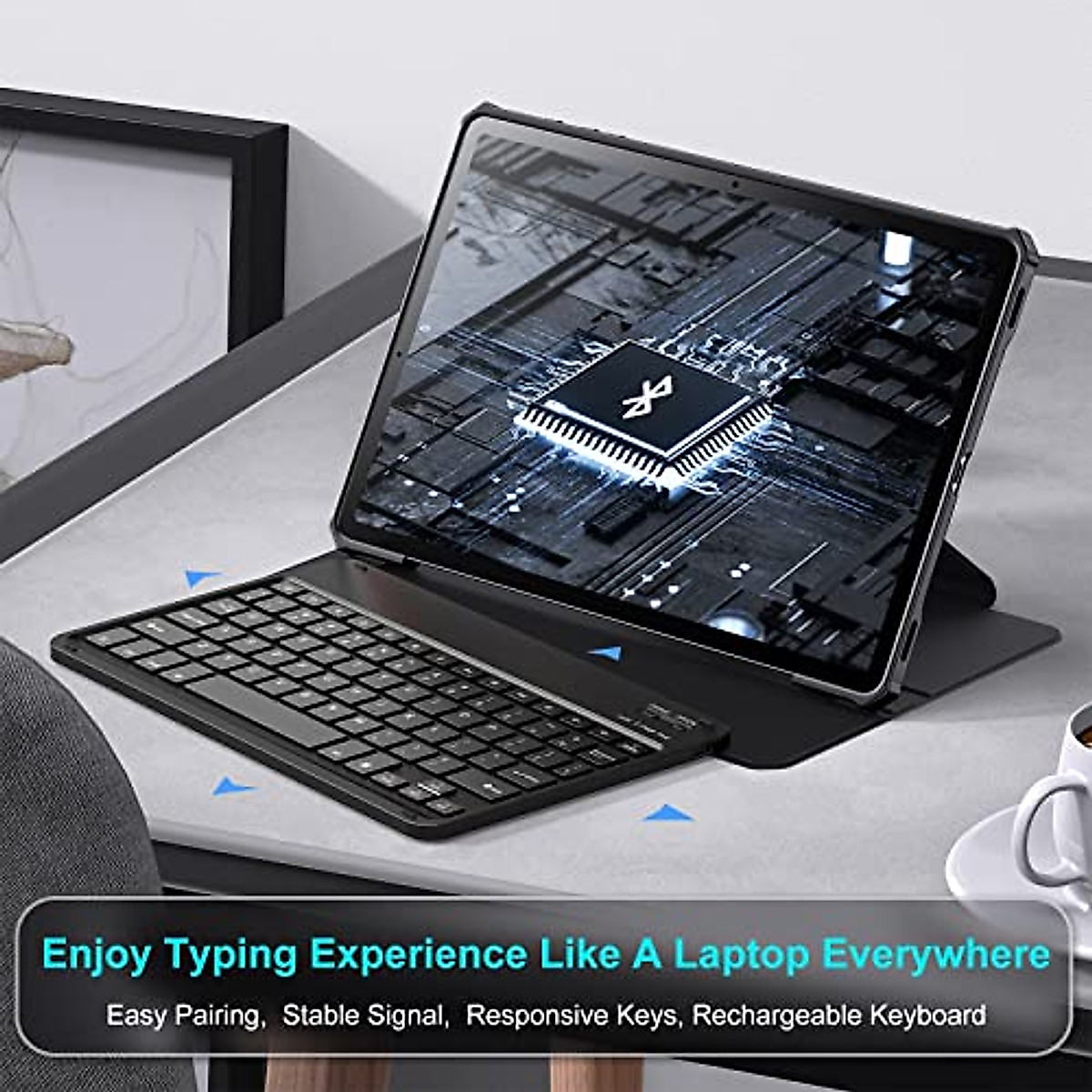 INFILAND Samsung Galaxy Tab S8 Plus/ S7 FE/ S7 Plus Backlit Keyboard Case, Multi-Angle 7 Colors Backlight Detachable Wireless, Black