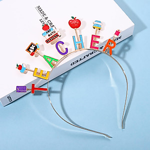 CEALXHENY Teacher Headbands for Women, Colorful Fri-Yay Headbands Cute Book Pencil Hairbands Back to School Hair Accessory Teacher Appreciation Gifts (Teacher)