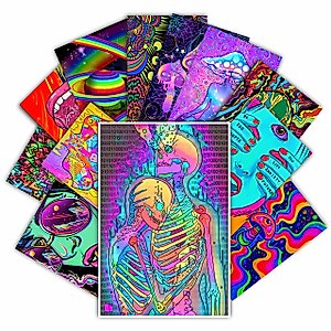 HK Studio Hippie Room Decor Aesthetic Posters - Grunge Room Decor for Dorm, Teen Room 8" x 12" Pack 12