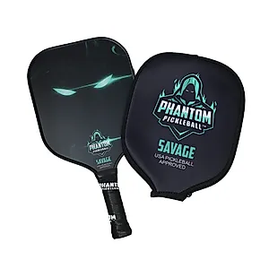 Phantom SAVAGE 13mm Carbon Fiber Wide Body Pickleball Paddles - Max Grit and Spin - USAPA Approved – Pickleball Rackets - Pickle-Ball Equipment with Polypropylene Core – Lightweight (Green)