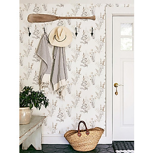 Orainege Peel and Stick Wallpaper Beige Floral Wallpaper Boho Contact Paper 15.7in x118.1in Self Adhesive Removable Wallpaper for Bathroom Bedroom Cabinets Decor