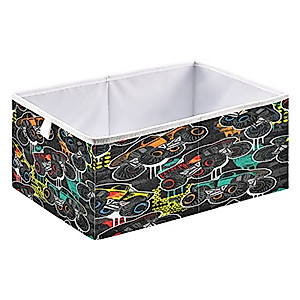Kigai Collapsible Storage Basket,Monster Truck Car Foldable Fabric Bins Shelves Toy Storage Box Closet Organizers for Nursery,Utility Room, Storage Room273