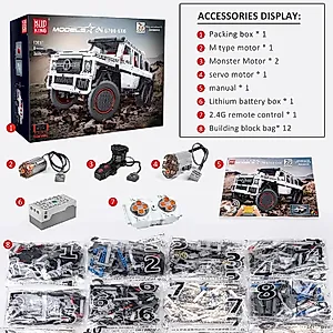 Mould King 13061 Off-Road Pickup Trucks Building Kits Toy, 6x6 MOC Building Blocks Model Off-Road Vehicle with Motor/APP Remote Control, Gift for Kids Age 8+/Adult Enthusiasts(3686 Pieces)