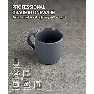 famiware Coffee Mugs Set of 4, 13oz Large Ceramic Coffee Mugs, Craft Spots Modern Coffee Mugs Set with handle for Tea Latte Cappuccino Milk Cocoa, Charcoal…