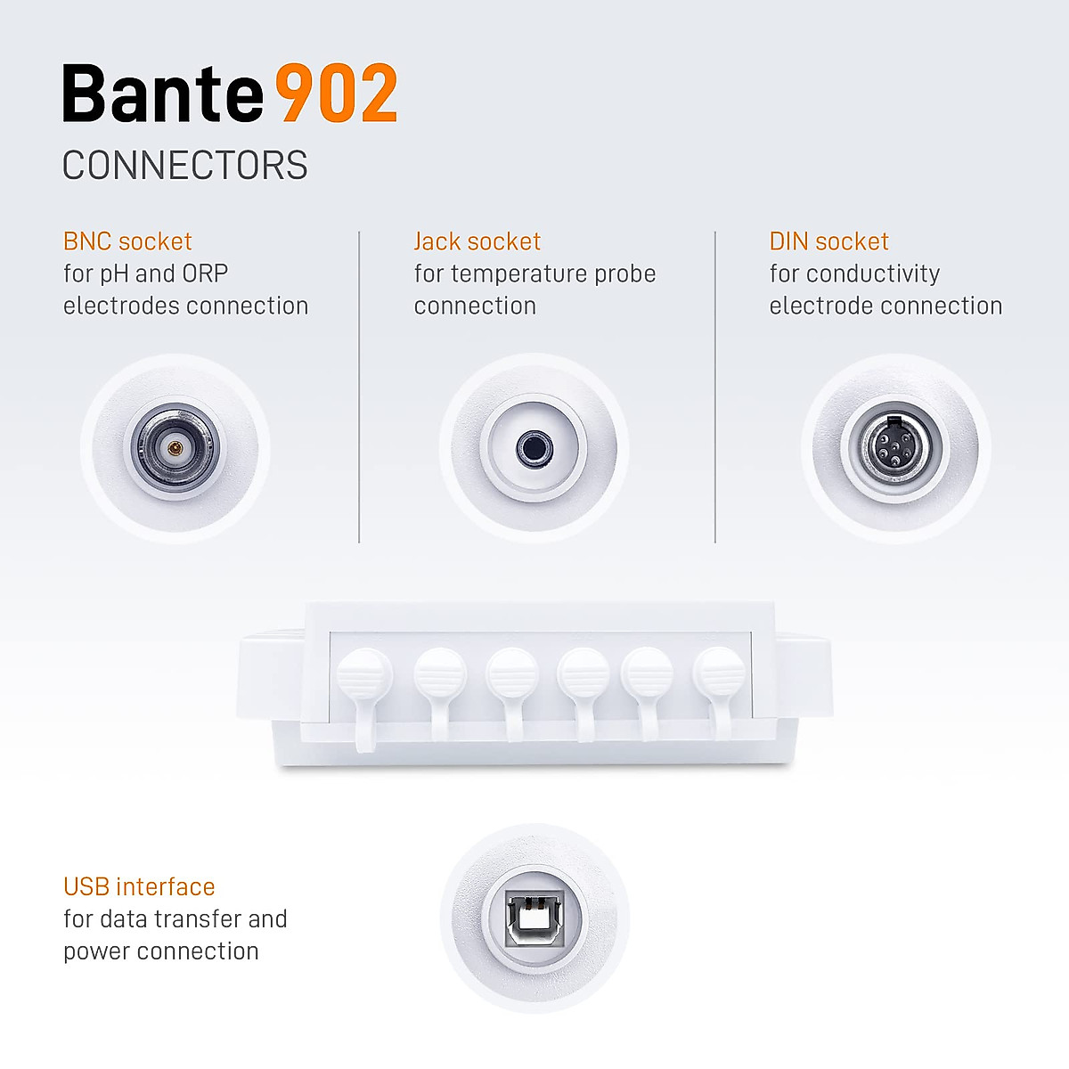 Bante 902 Benchtop pH Conductivity Meter | Containing pH, Conductivity, TDS, Salinity, Resistivity Measurement Modes | Accuracy ±0.002 pH, ±0.5% F.S. | 500 Sets of Data Storage | USB Interface