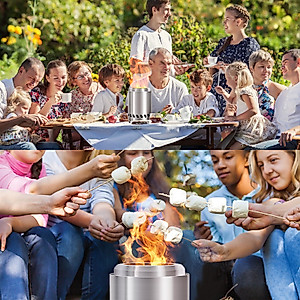 HGD 5.5'' Mini Fire Pit for Table,Tabletop Fire Pit for Smores, Outdoor Fire Pit Tabletop with Carry Bag, Fueled by Pellets or Wood, Stainless Steel