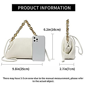 KingTo Shoulder Clutch Purse Handbag for Women Designer Small Dumpling Chain Pouch Bag Soft Ruched Crossbody Bag