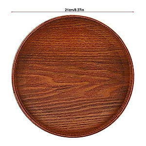 Round Wooden Serving Tray, Natural Wood Grain Decorative Breakfast Tea Tray for Coffee Table, Party, Eating, 21 x 21cm