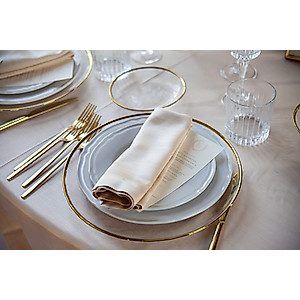 Ms Lovely Clear Glass Charger 13 Inch Dinner Plate With 0.5 CM Metallic Rim - Set of 4 - Gold