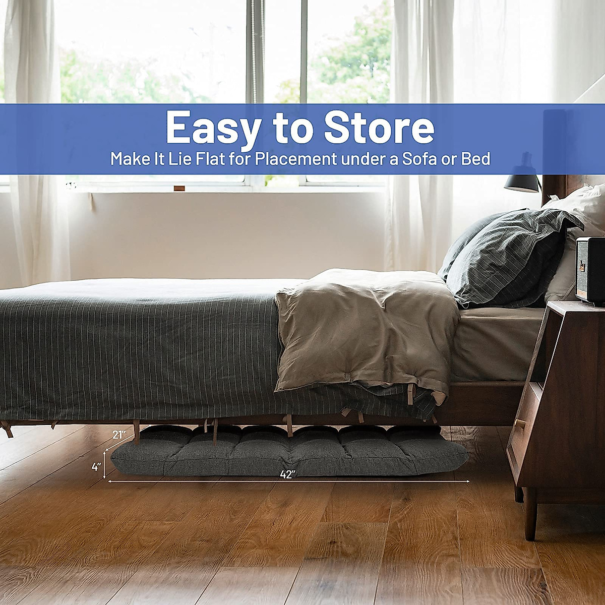 Giantex Floor Sofa Chair Video Gaming Chair with 14 Adjustable Position, Padded Back Support Floor Cushioned Seat, Folding Lazy Chair for Meditation, Reading, Watching, Living Room Recliner(Grey)